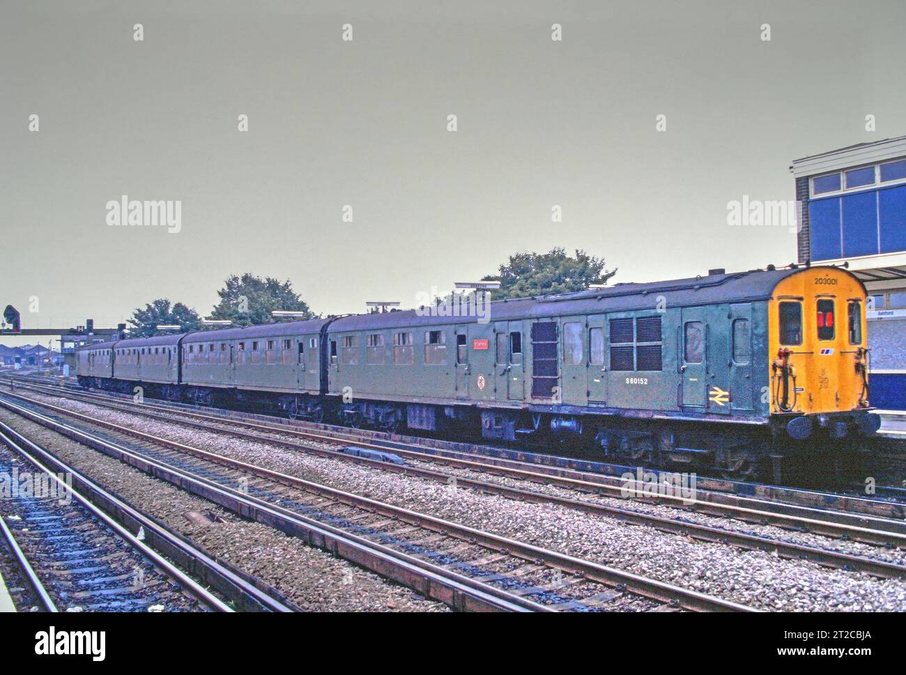 Green Liveried EMU at Ashford Railway Station, Kent England 1989 Stock ...