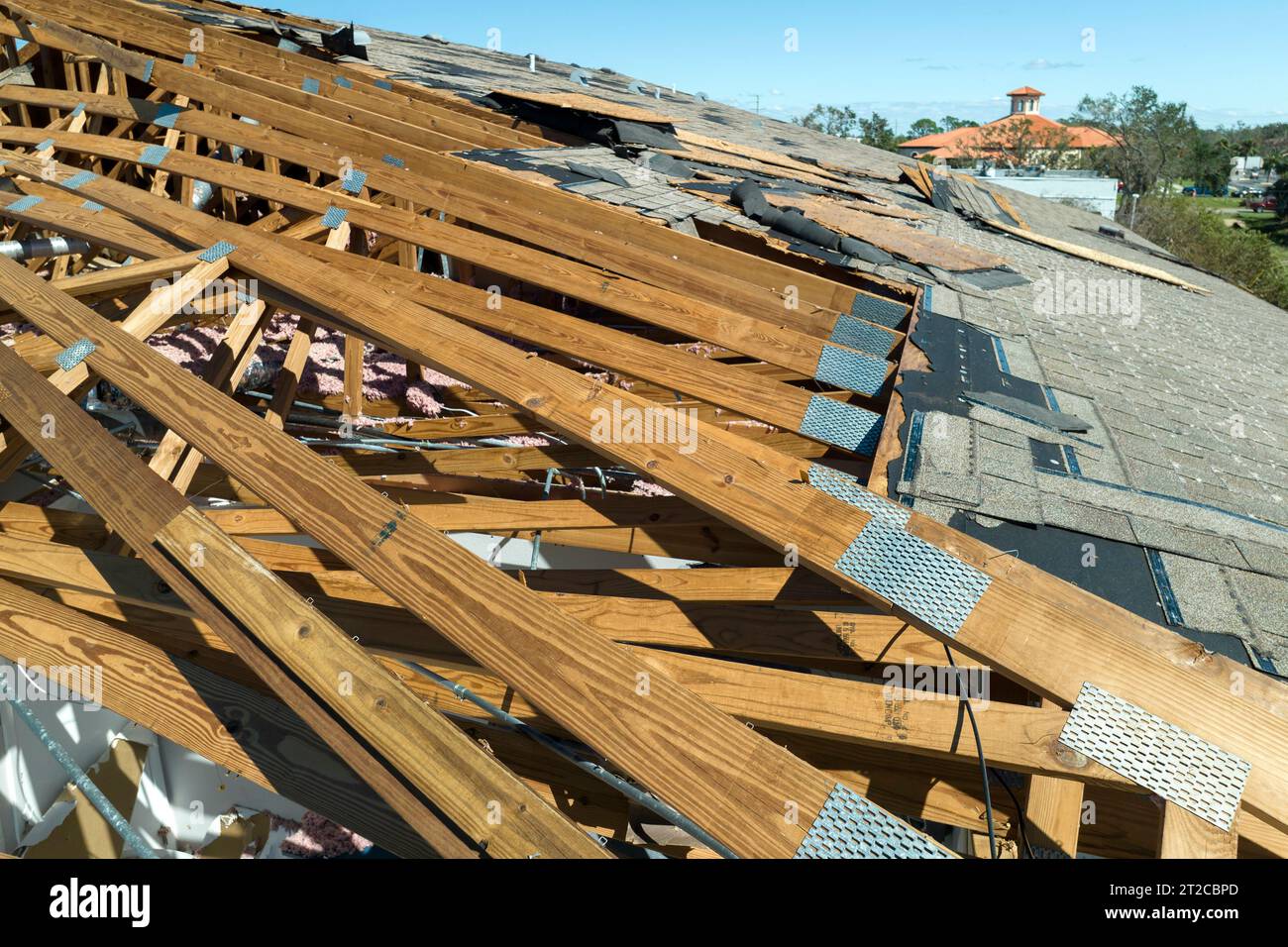 Natural disaster and its consequences. Hurricane Ian destroyed house ...