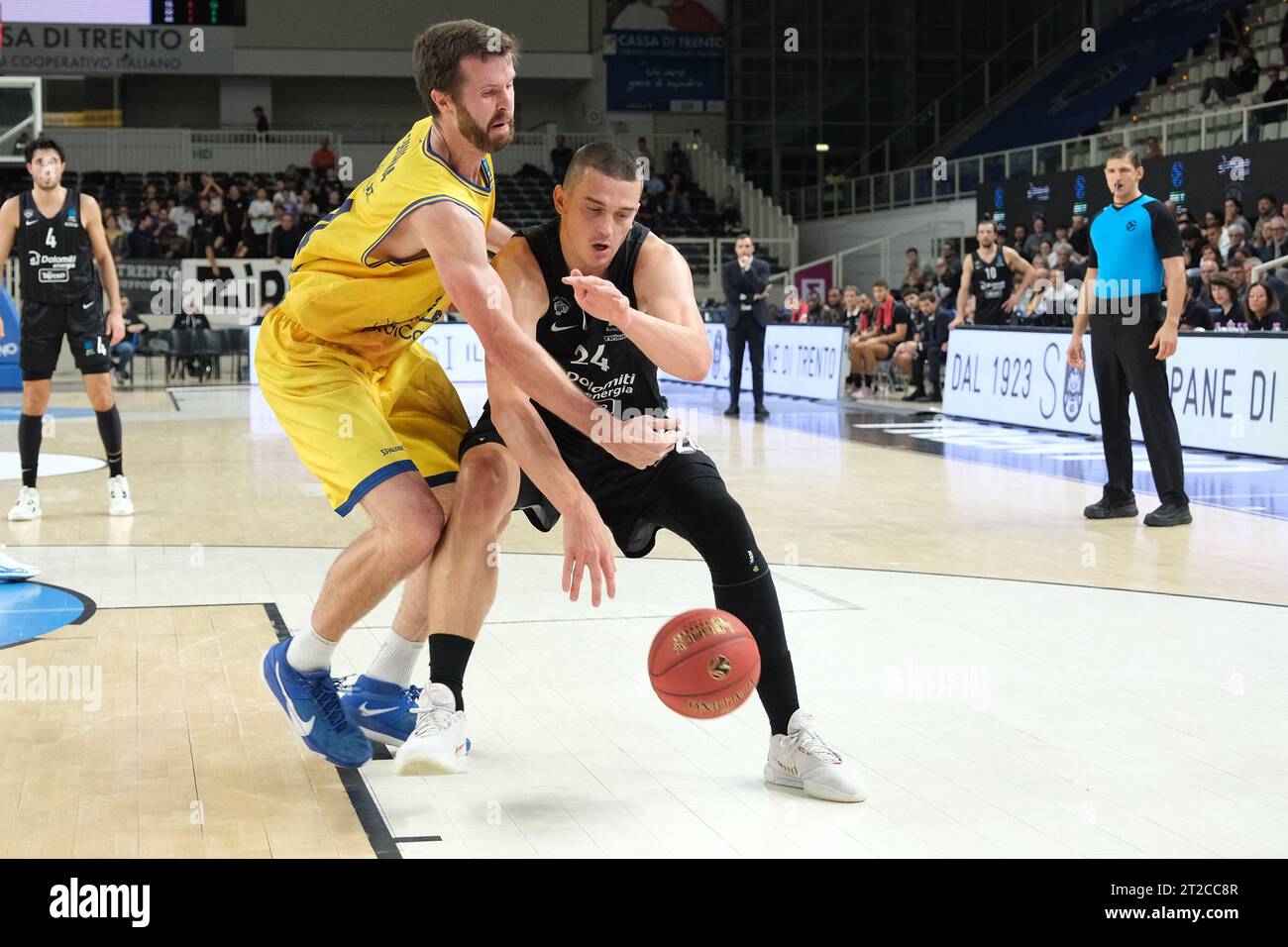 Trento, Italy. 18th Oct, 2023. Andrejs Grazulis of Dolomiti Trentino Energia in action during ...