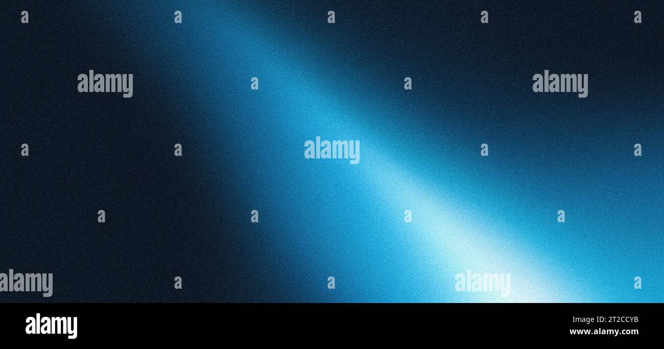 Glowing light blue ray abstract dark grainy background noise texture ...