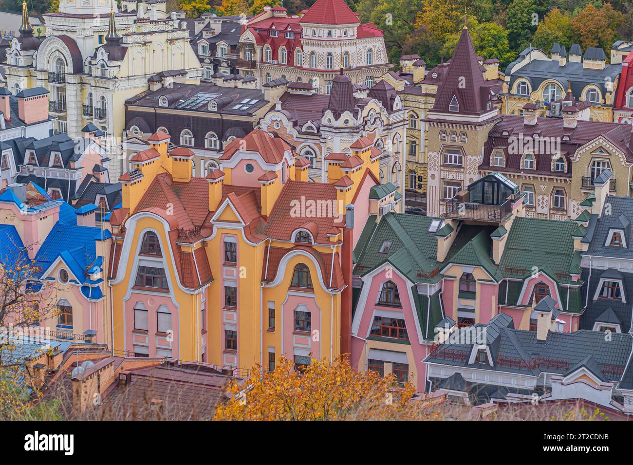 Beautiful colorful houses, architectural background, traditional little ...