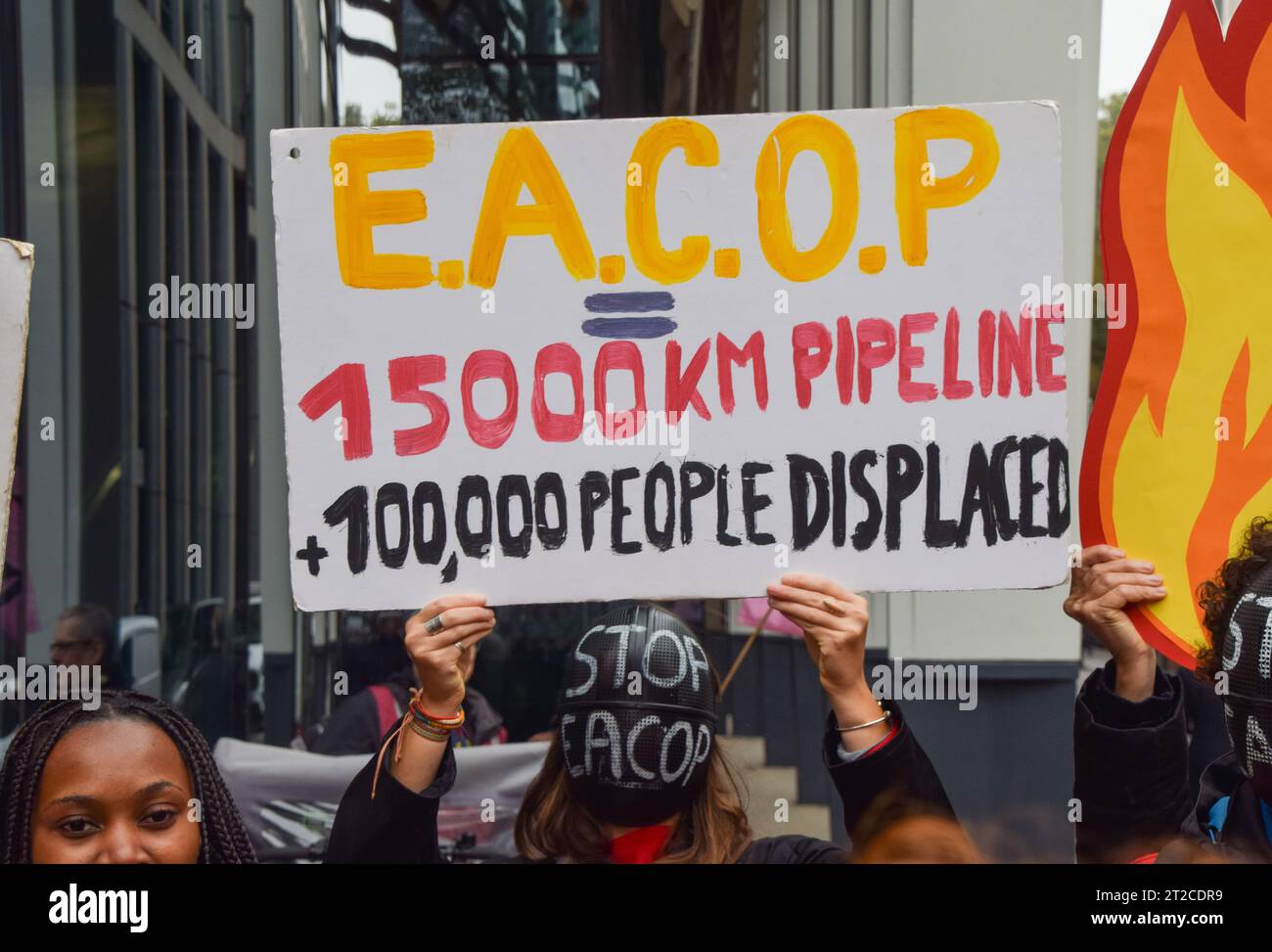 London, UK. 18th October 2023. Climate activists gather outside ...