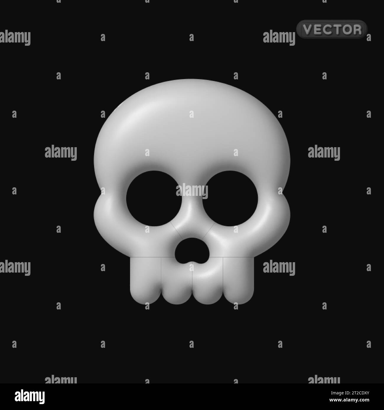 Skull 3d in retro style on black background. Vector illustration Stock ...