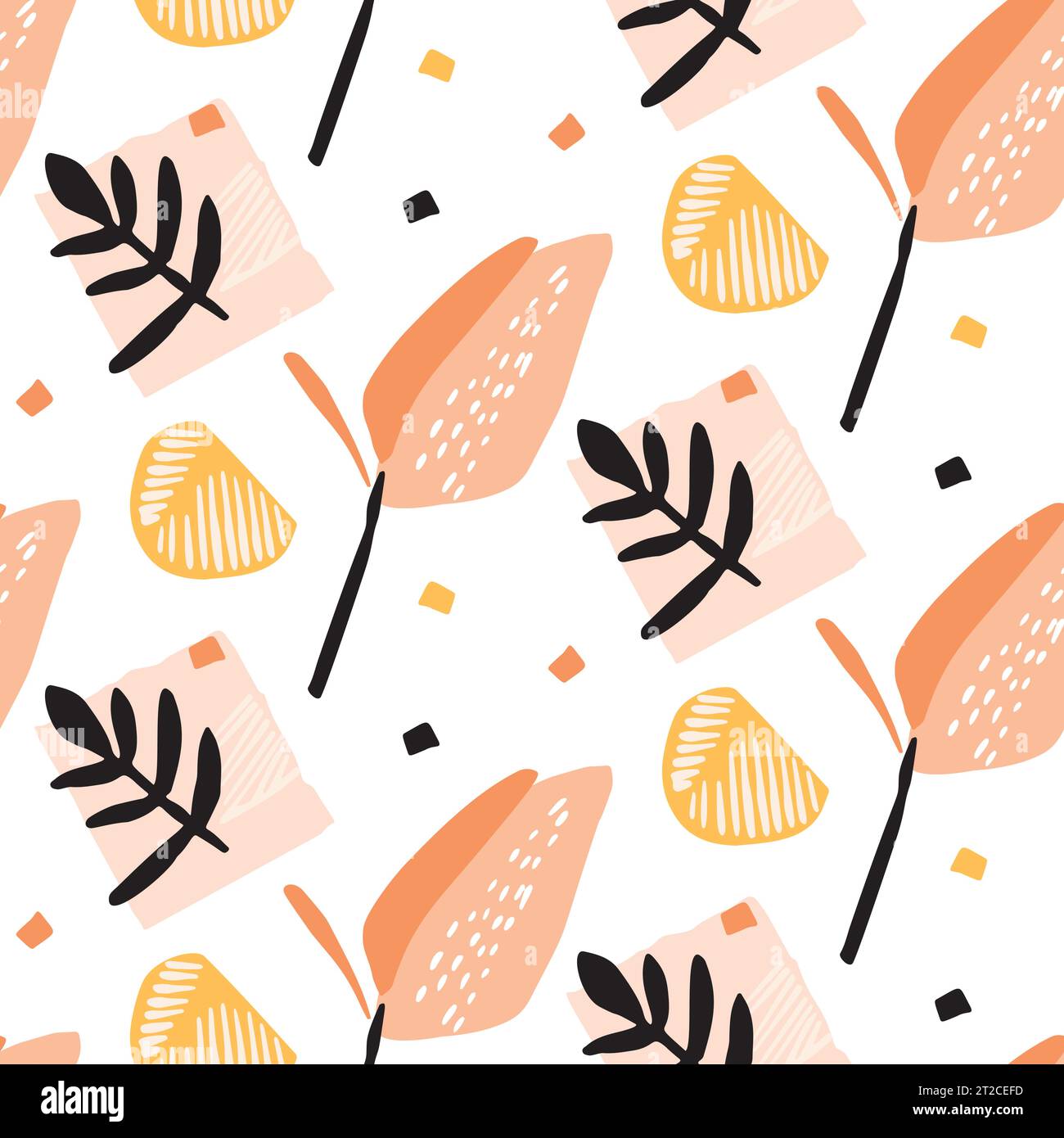 Modern scandi floral vector endless pattern. Organic summer gender ...