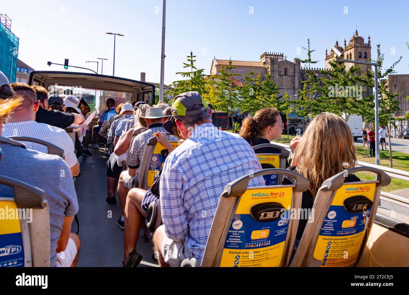 Tourist open top bus ride around Porto, Portugal Stock Photo - Alamy