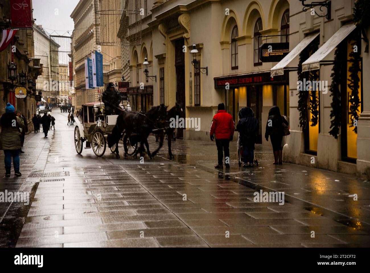 Slice of life street scene on Street of the Lords or Herrengasse in ...