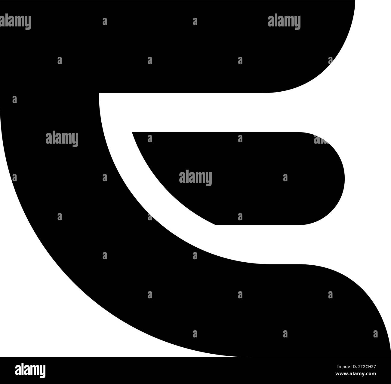 Black Abstract Bold Curved Letter E Icon on a White Background Stock ...