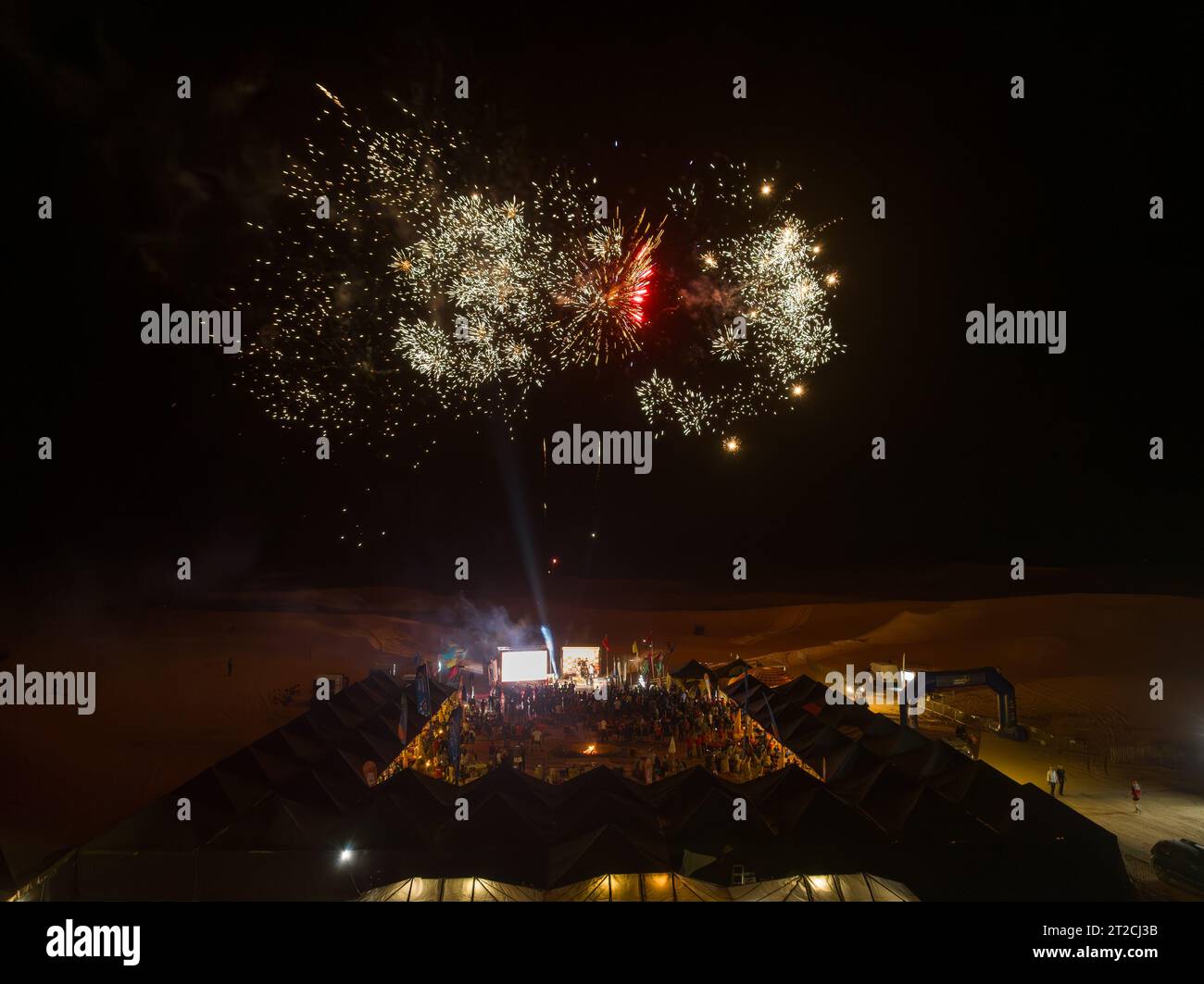 fireworks, during the Prize giving ceremony of the Rallye du Maroc 2023 ...