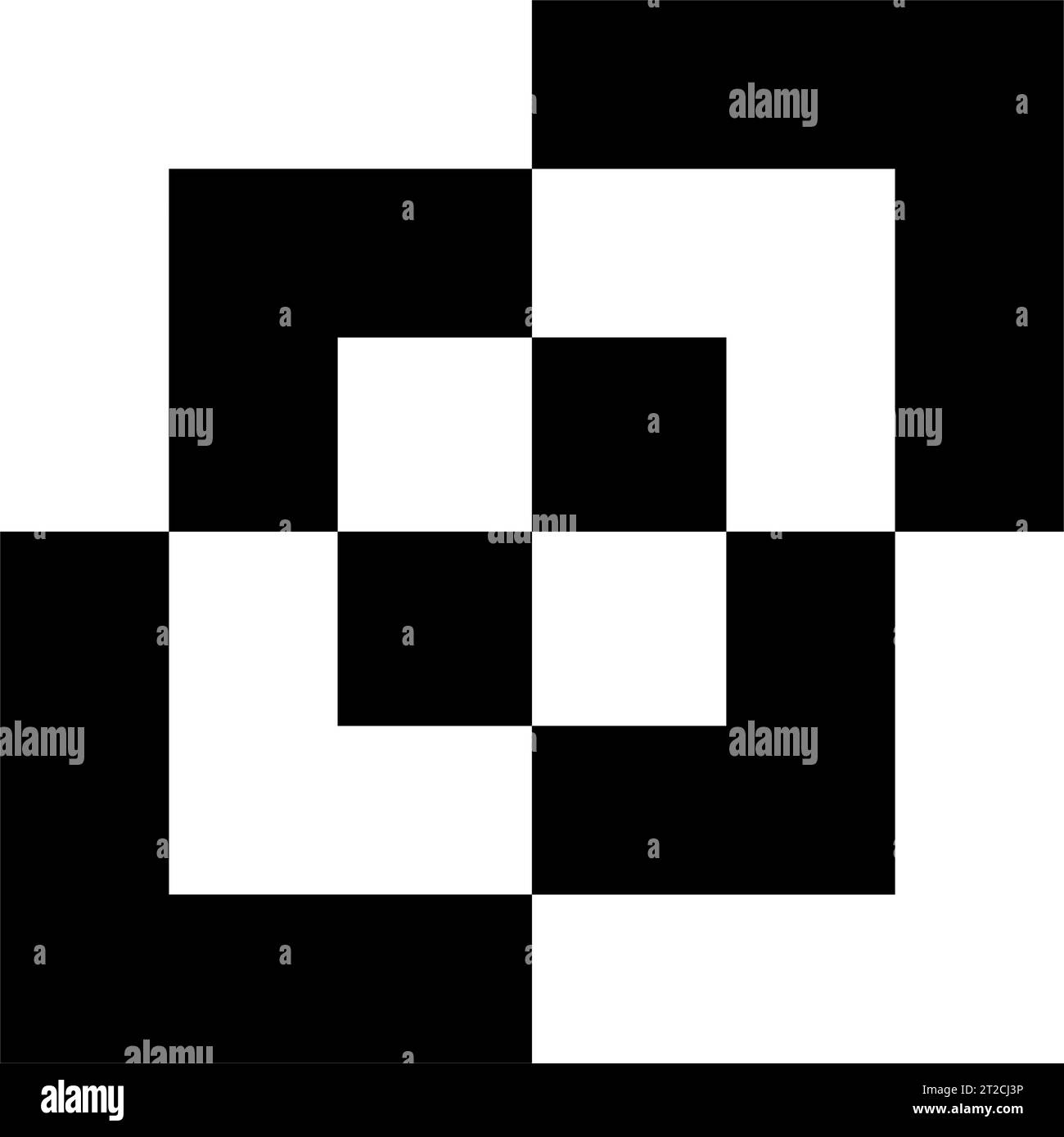 Black Abstract Icon with Overlapping Square Shapes on a White ...