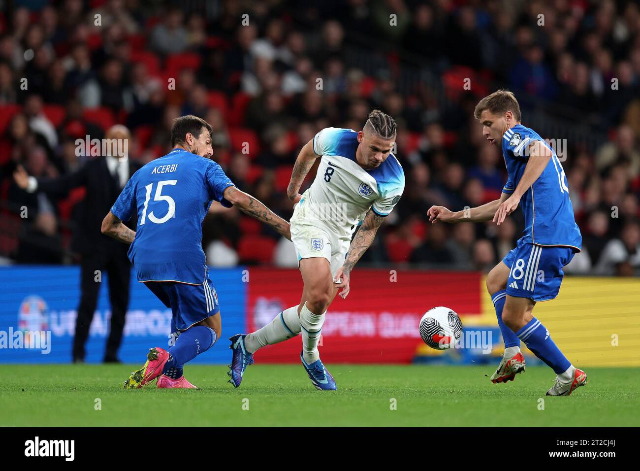 London, UK. 17th Oct, 2023. Kalvin Phillips of England (c) in action ...