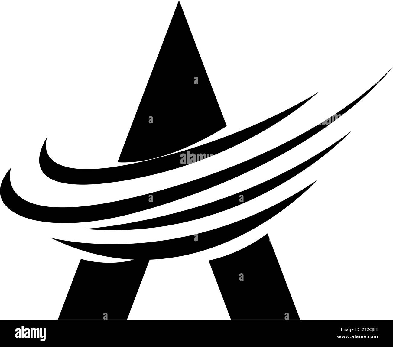Black Abstract Letter A Icon with Curvy Slashes on a White Background ...