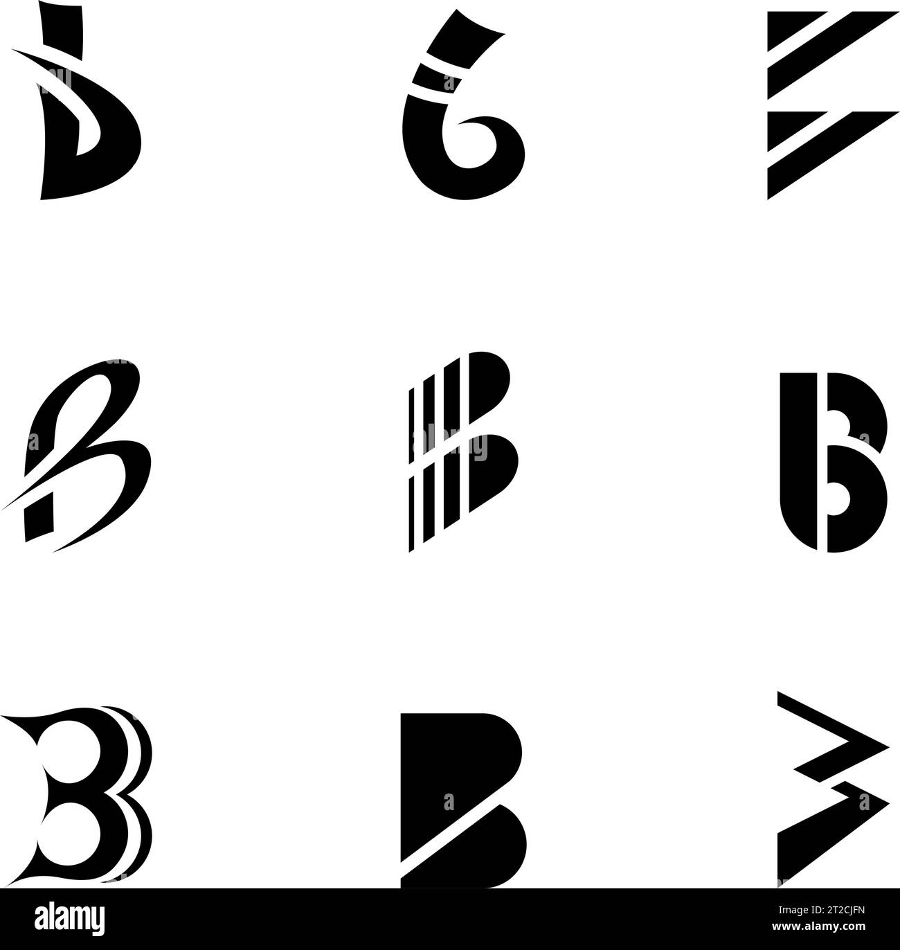 Black Abstract Letter B Icons on a White Background Stock Vector Image ...