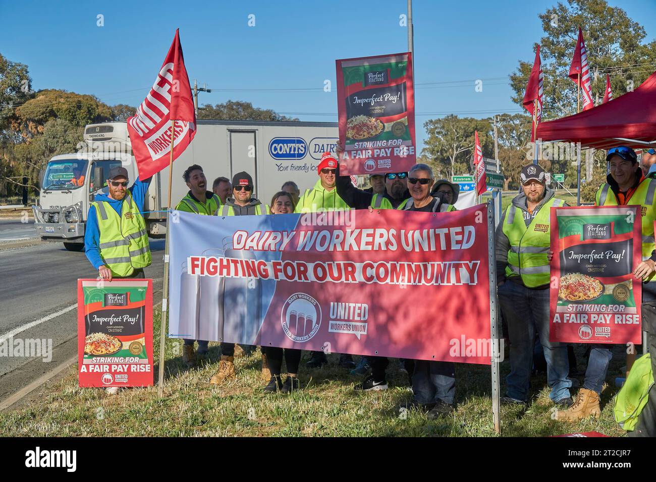 19th October 2023 Stanhope Victoria Australia. Factory Dairy workers ...