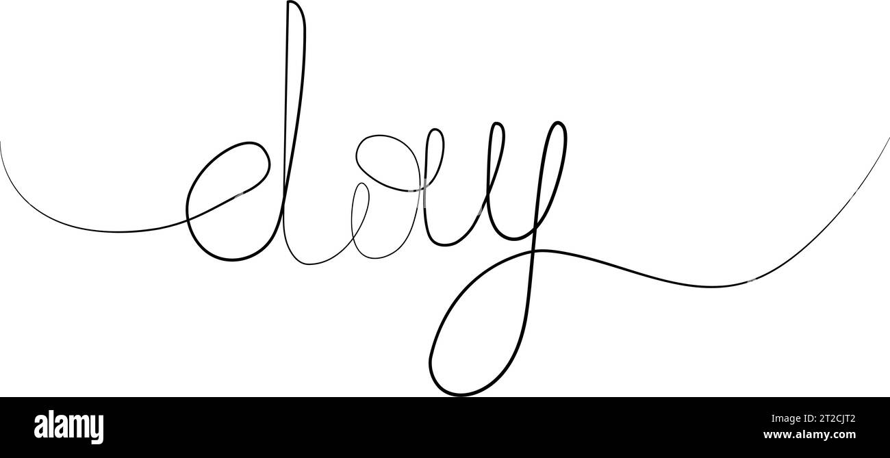 Lettering day in one solid continuous line of different thicknesses ...