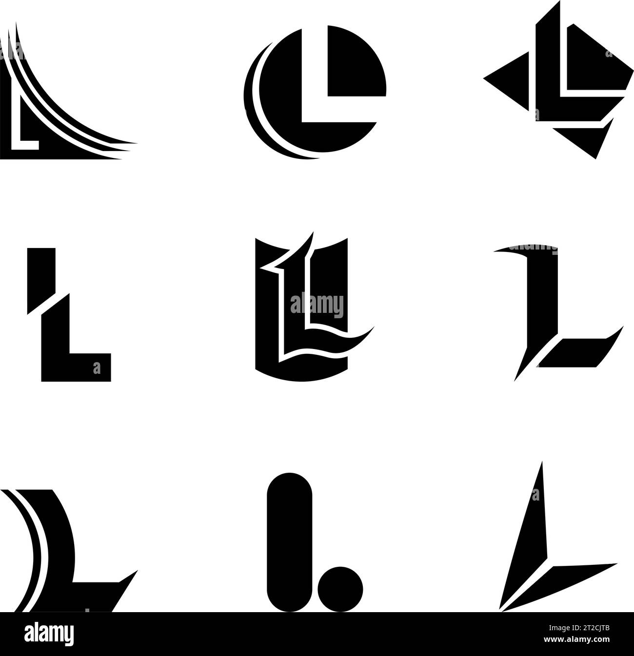 Black Abstract Letter L Icons on a White Background Stock Vector Image ...