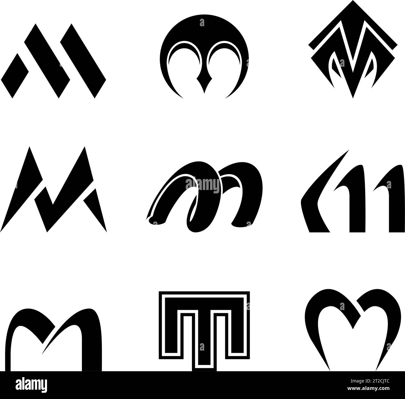 Black Abstract Letter M Icons on a White Background Stock Vector Image ...