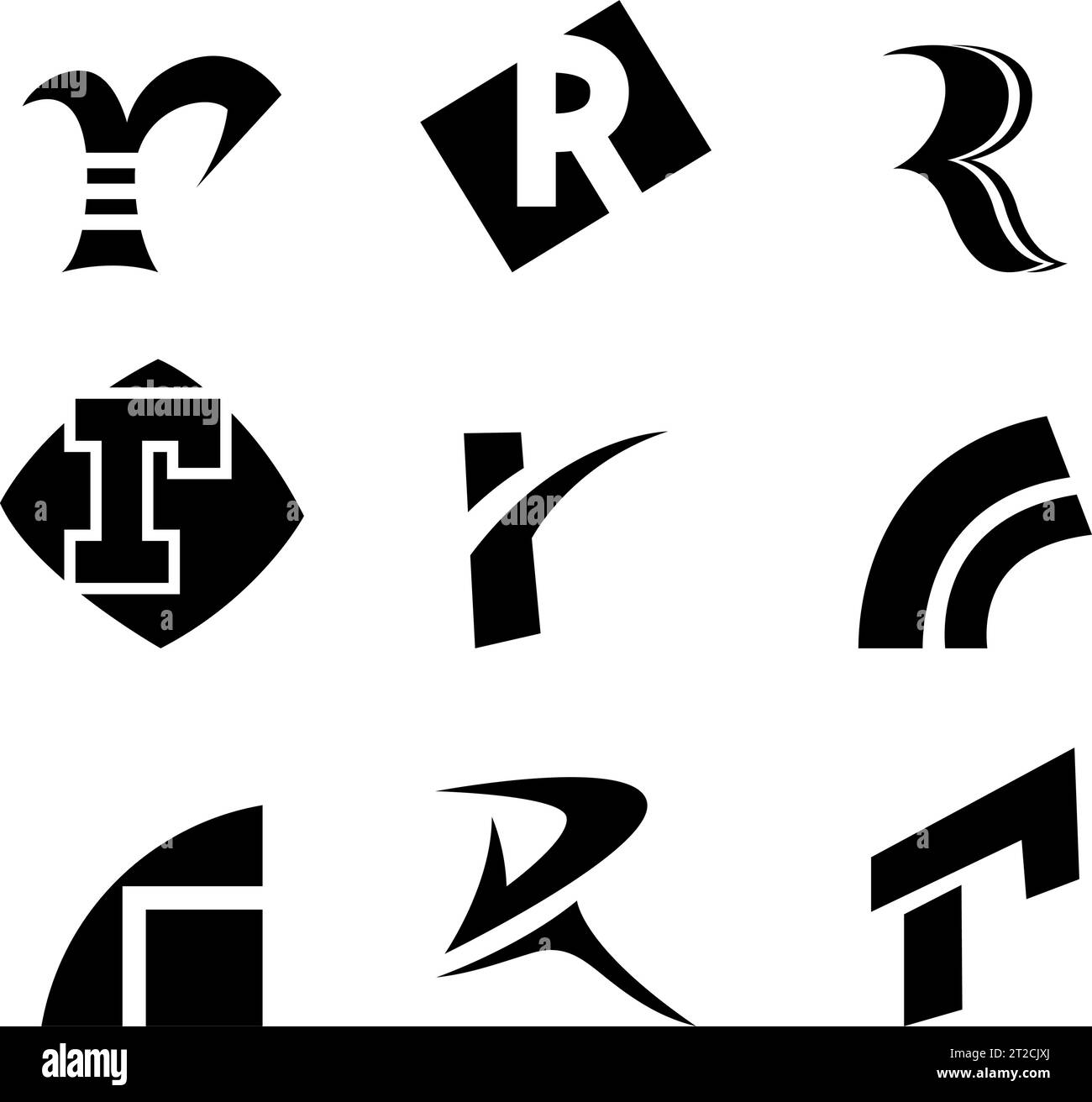 Black Abstract Letter R Icons on a White Background Stock Vector Image ...