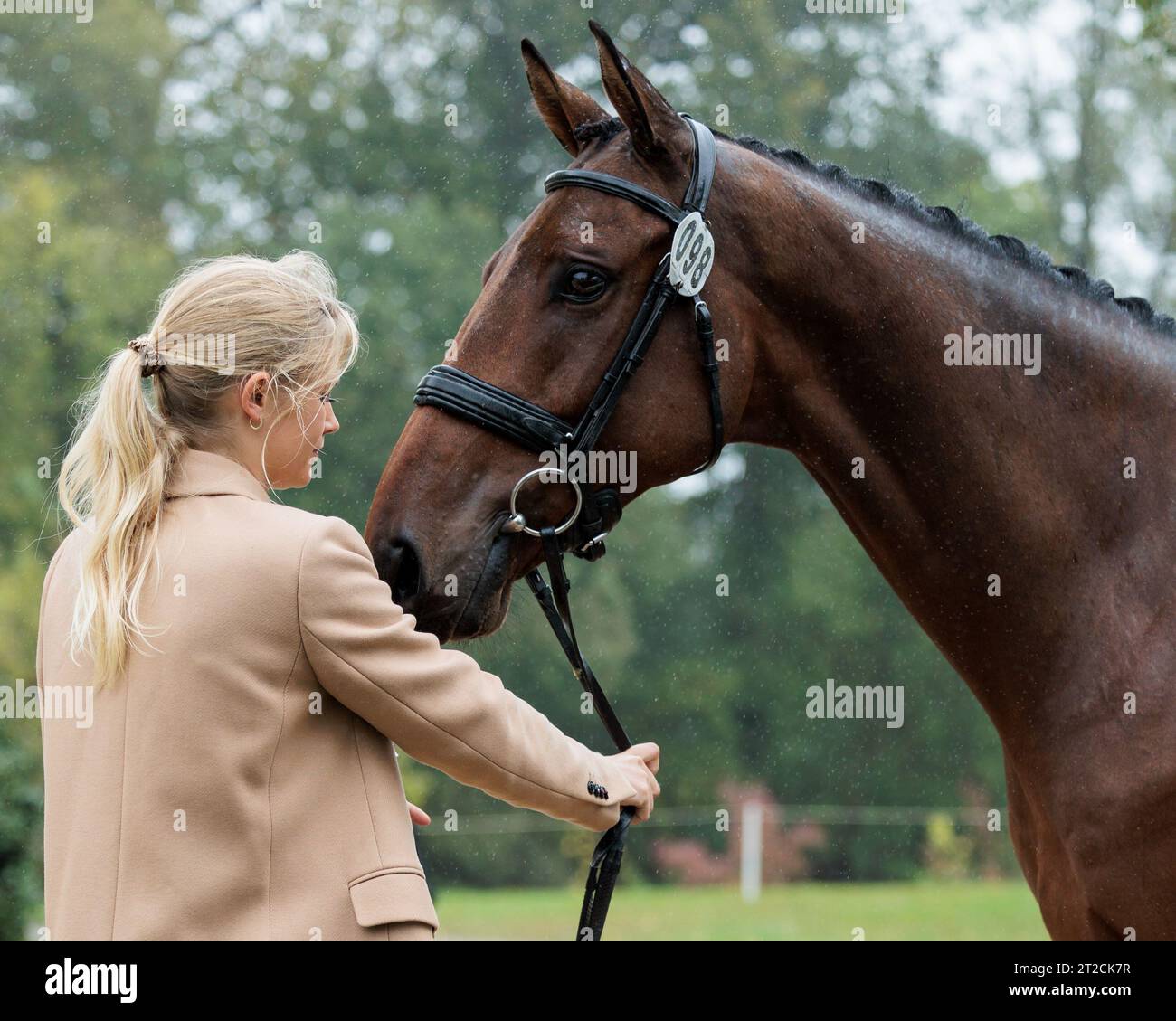 Yasmin Olsson SANDERSON of Norway with Cos Me Will during the first horse inspection at the ...