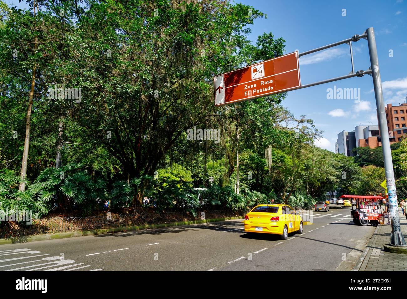 Medellin, Colombia - January 11, 2023: Street sign indicating Zona Rosa ...