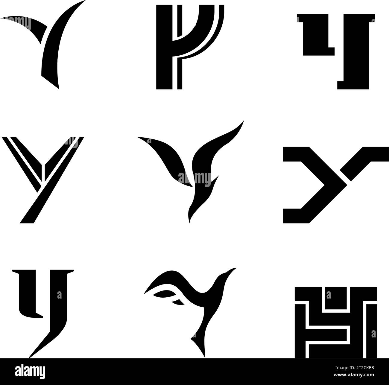Black Abstract Letter Y Icons on a White Background Stock Vector Image ...