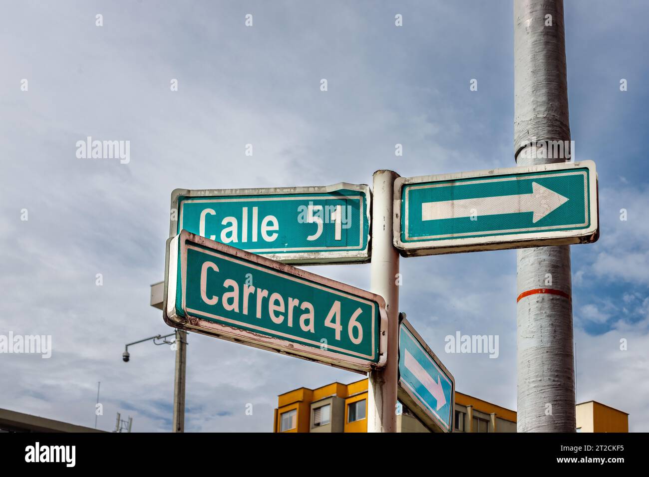 Signs for streets 46 and 51 in Medellin, Colombia Stock Photo - Alamy