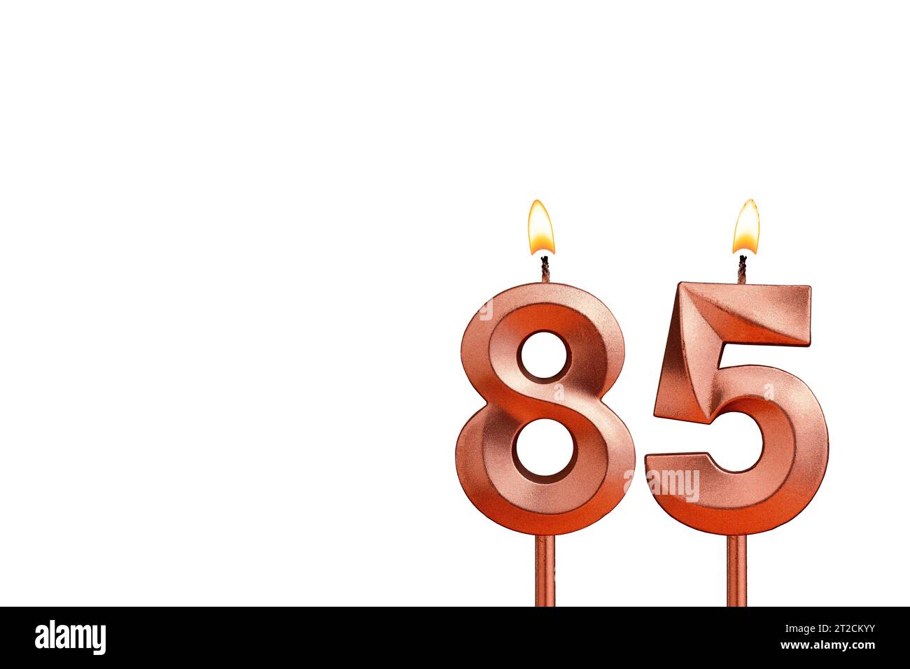 Birthday candle number 85 on white background Stock Photo - Alamy