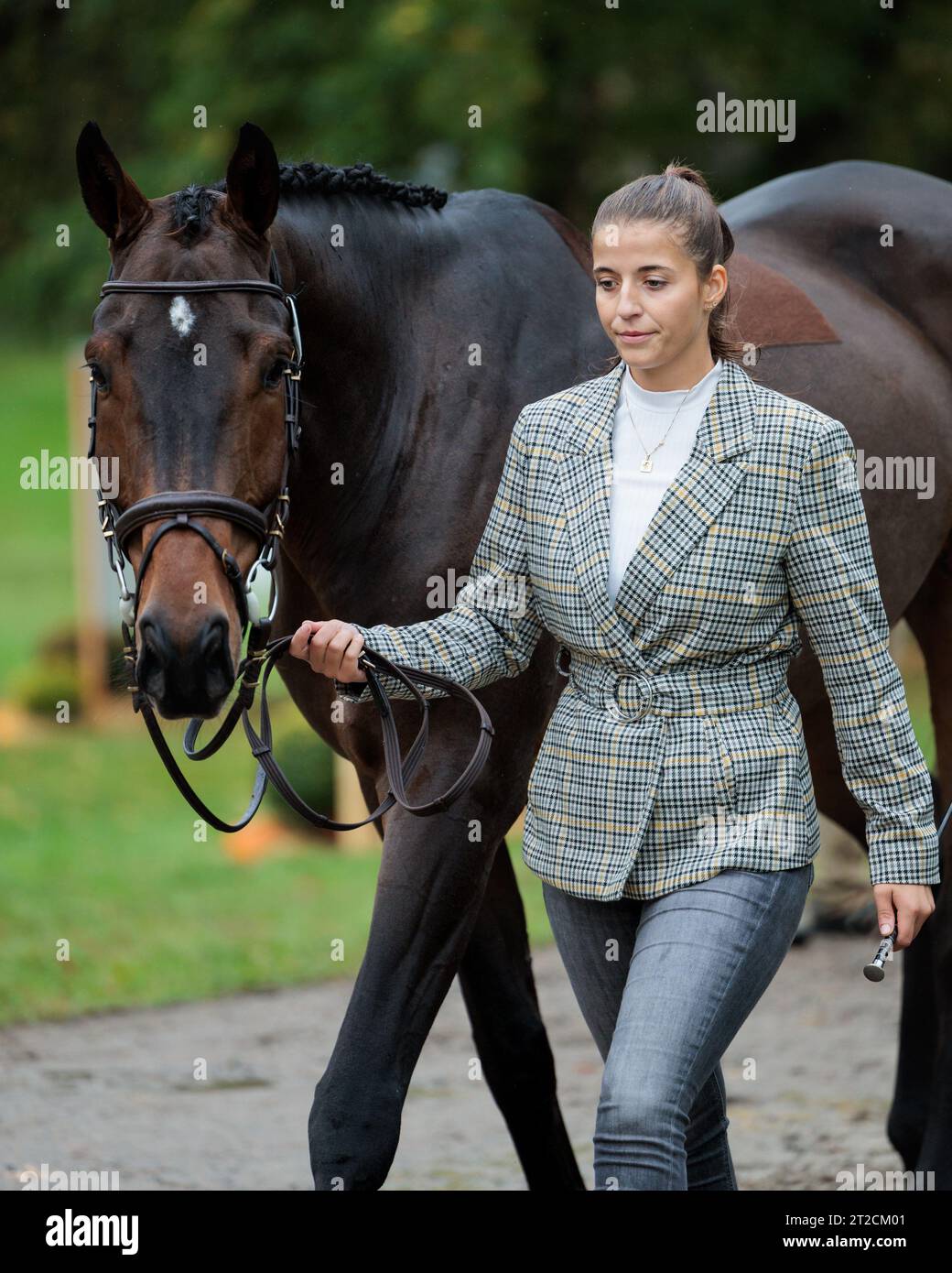 Carla BRUNNER of Switzerland with Je Taime during the first horse ...