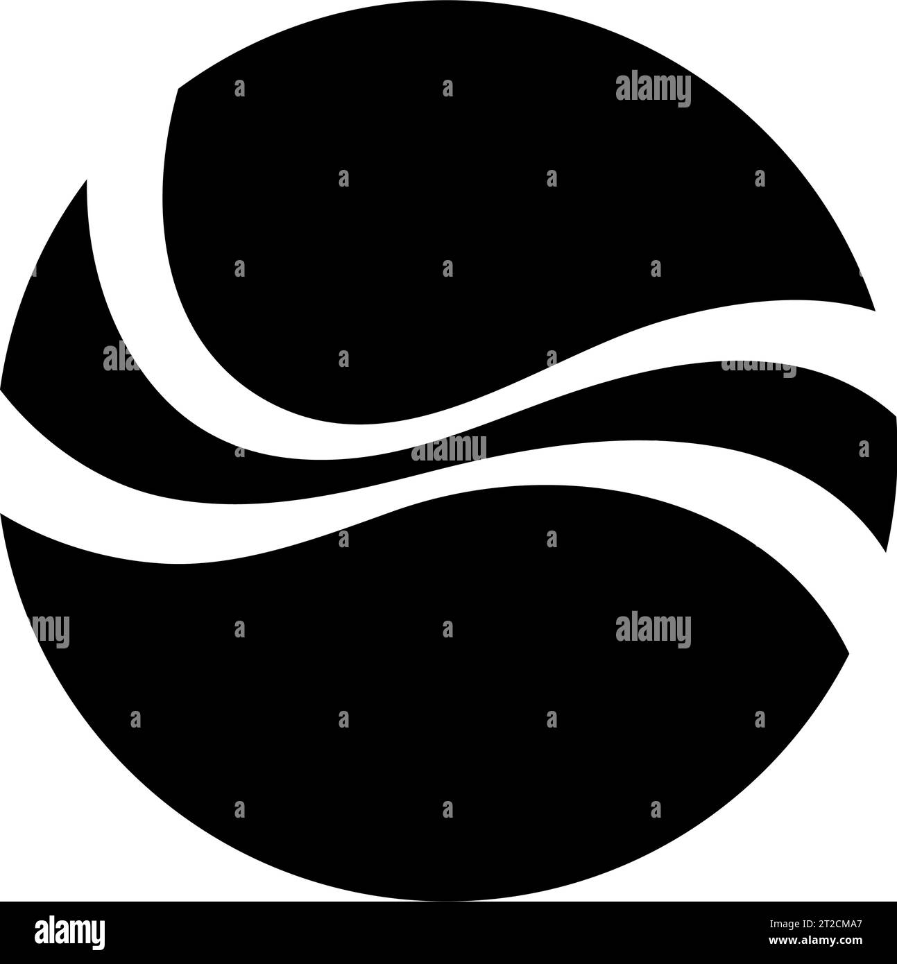 Black Abstract Round Wavy Sea Icon on a White Background Stock Vector ...