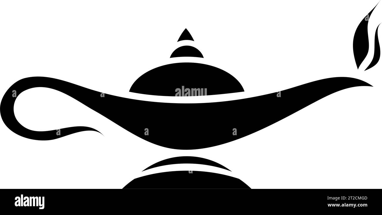 Black Abstract Simplified Magic Lamp Icon on a White Background Stock ...
