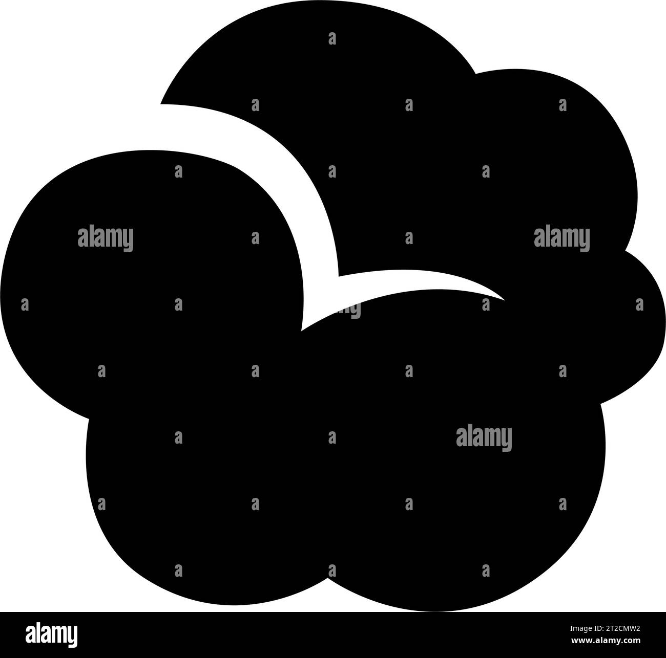 Black Abstract Simplistic Puffy Cloud Icon on a White Background Stock ...