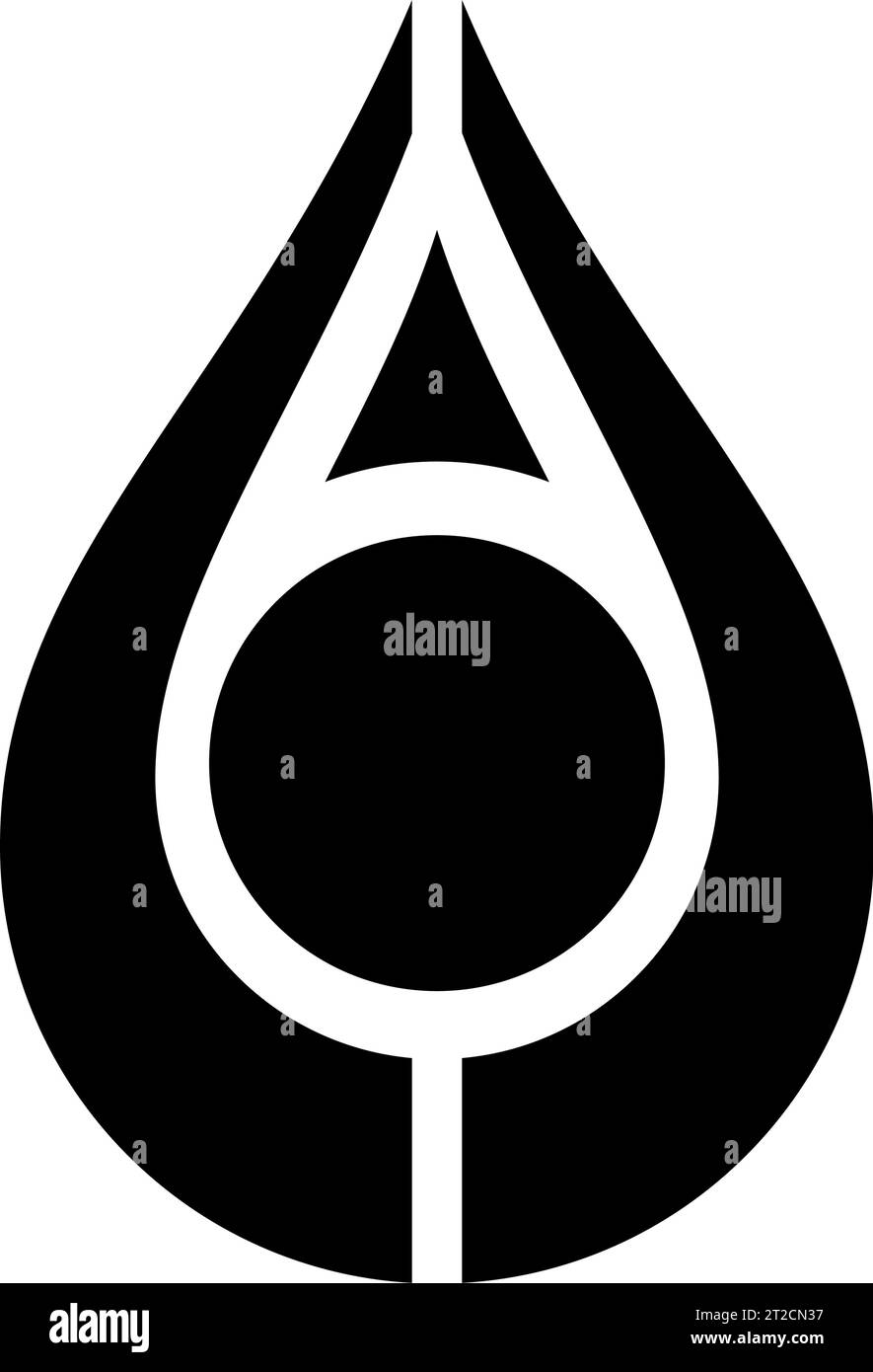Black Abstract Spiky Water Drop Icon with a Circle on a White ...