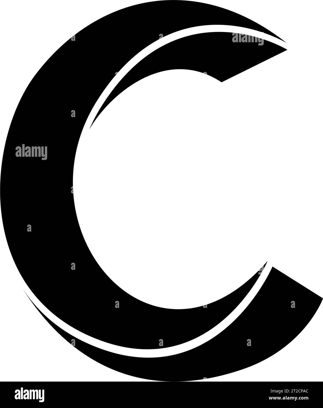 Black Abstract Twisty Shaped Letter C Icon on a White Background Stock ...