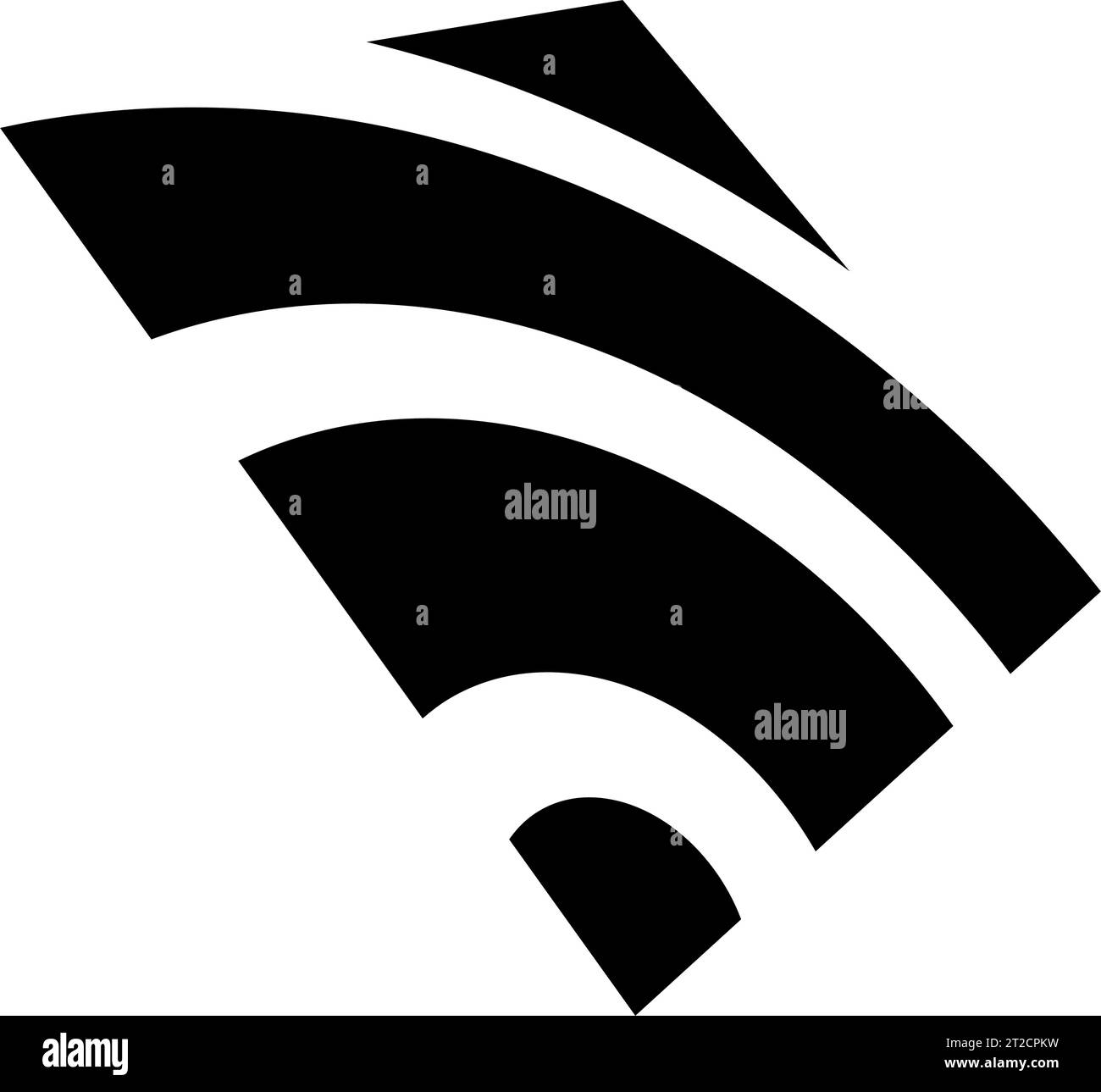 Black Abstract Wifi Shaped Square Icon in Perspective on a White ...
