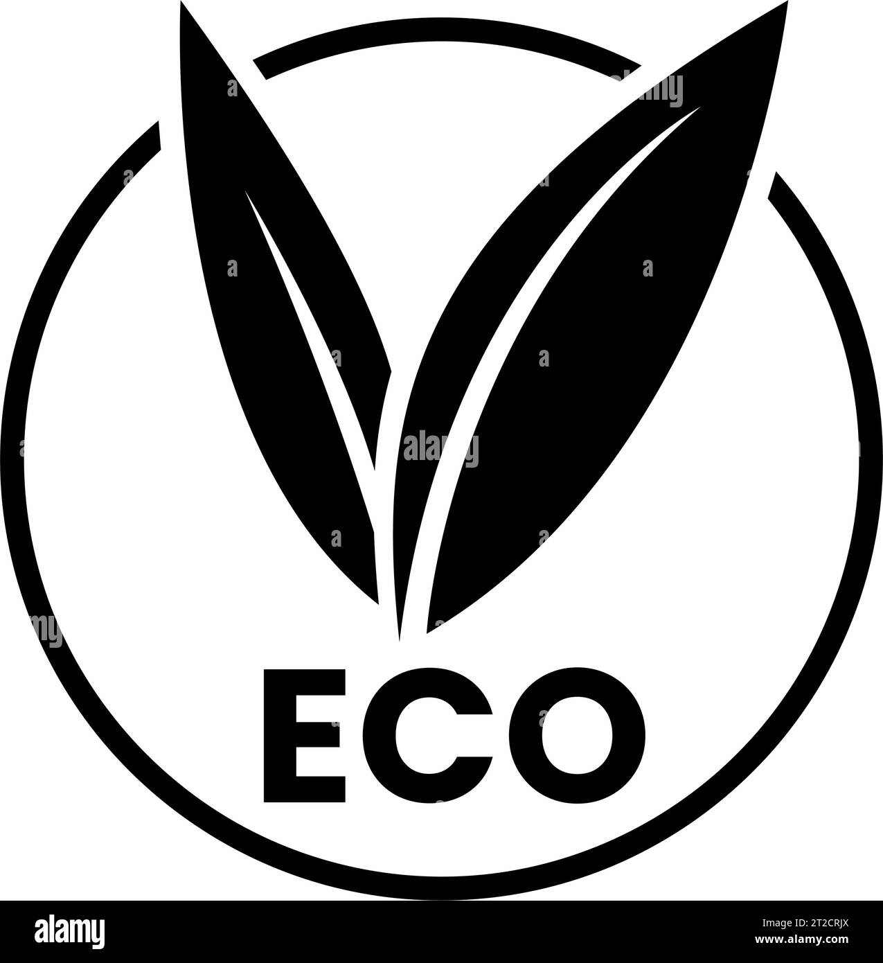 Black Eco Friendly Icon with V Shaped Leaves 6 on a White Background ...