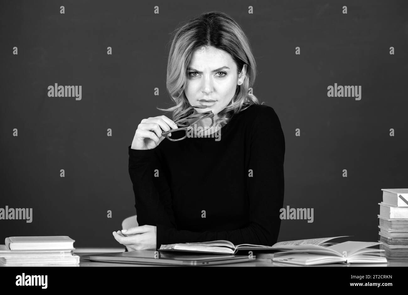 Modern attractive teacher, business woman. Portrait of smart young ...