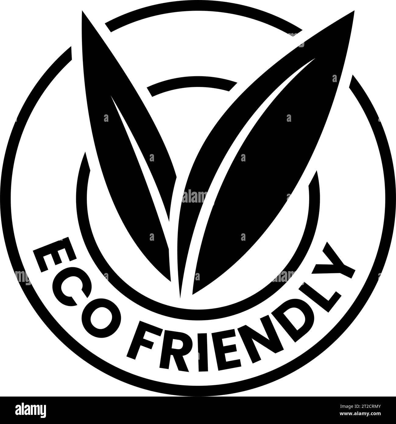 Black Eco Friendly Icon with V Shaped Leaves 5 on a White Background ...