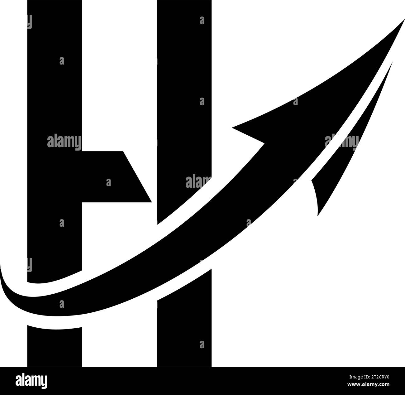 Black Futuristic Letter H Icon with an Arrow on a White Background ...