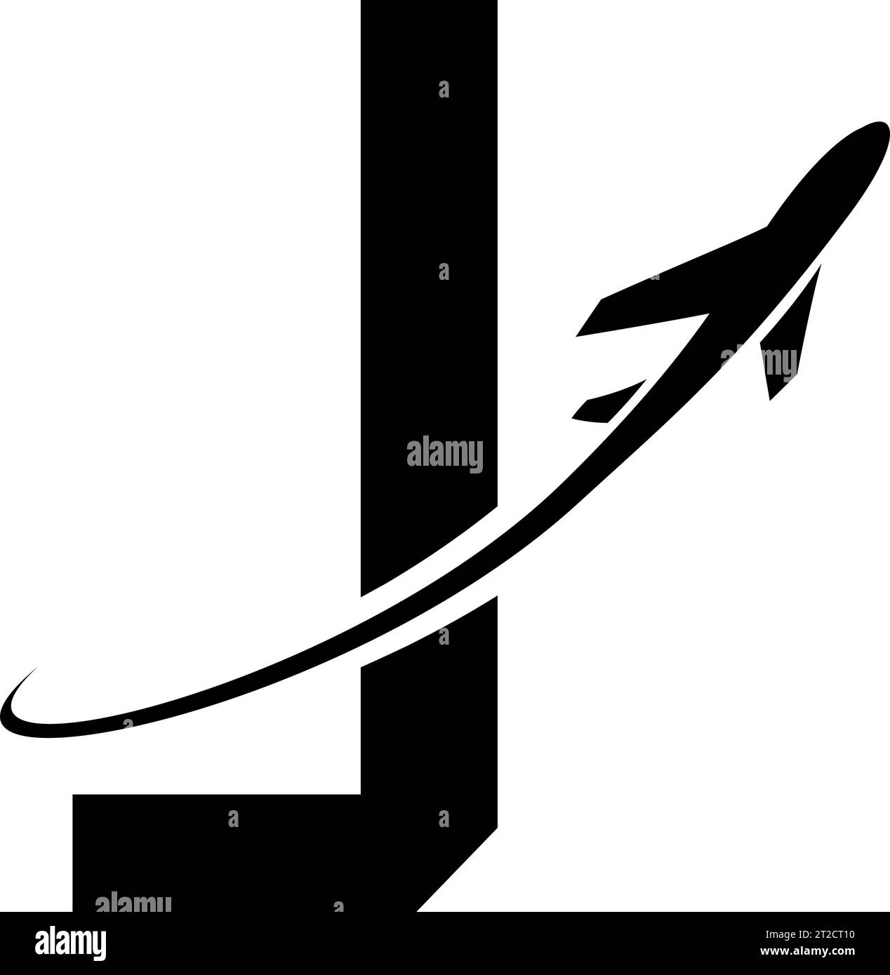 Black Futuristic Letter J Icon with an Airplane on a White Background ...