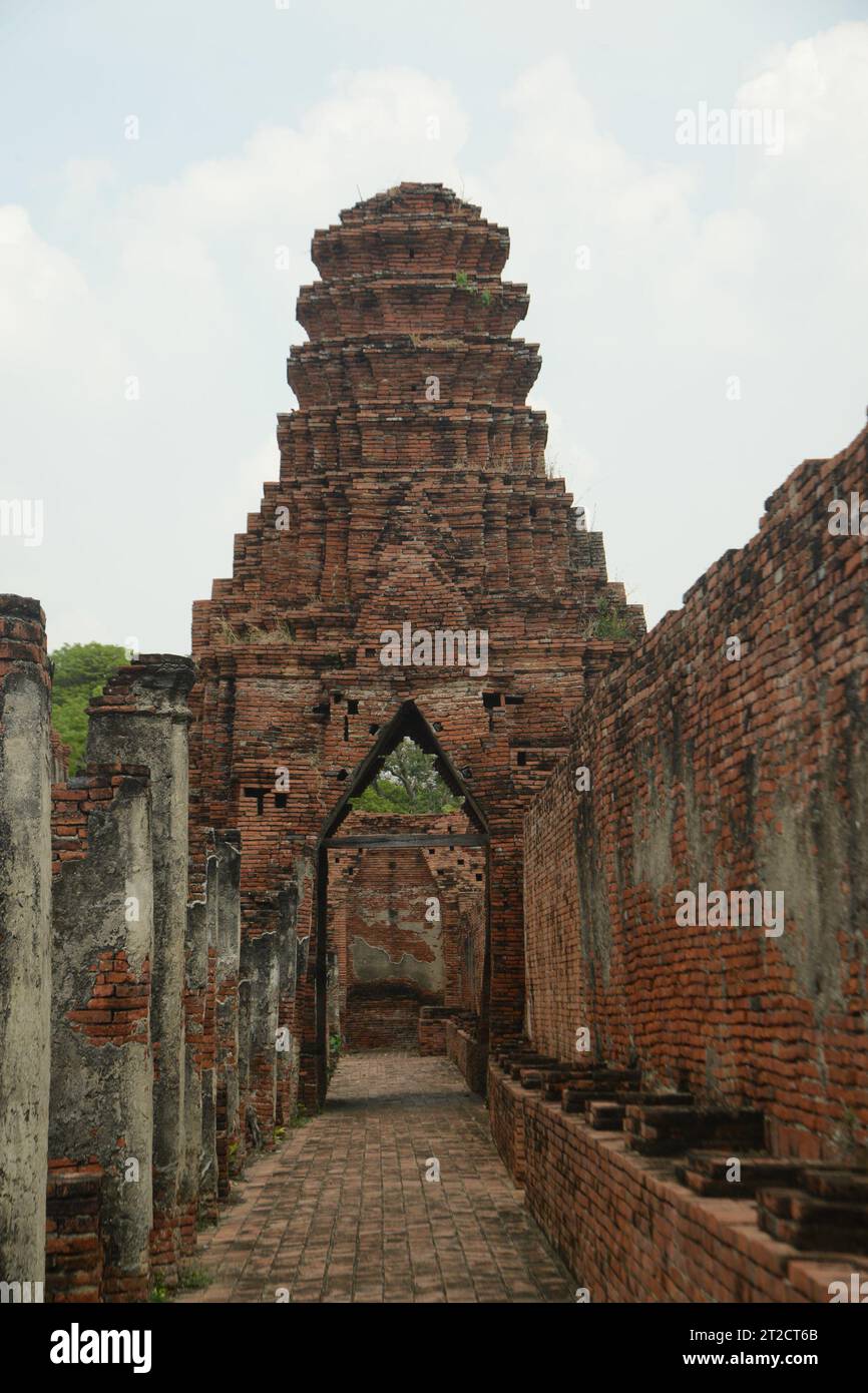 The wall of Prasat Nakhon Luang Archaeological Site is an old castle ...