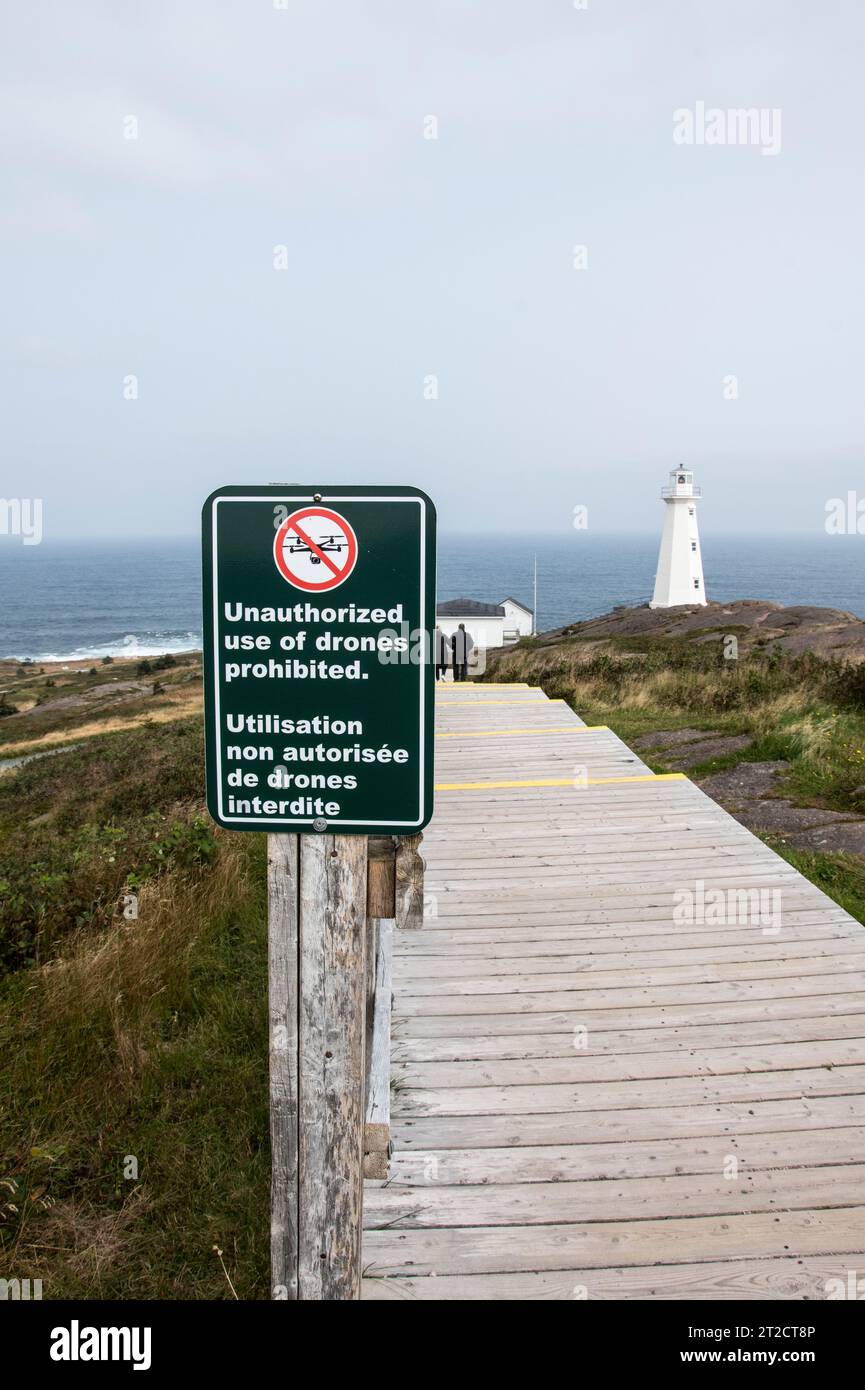 Unauthorized use of drones prohibited sign at Cape Spear Lighthouse ...