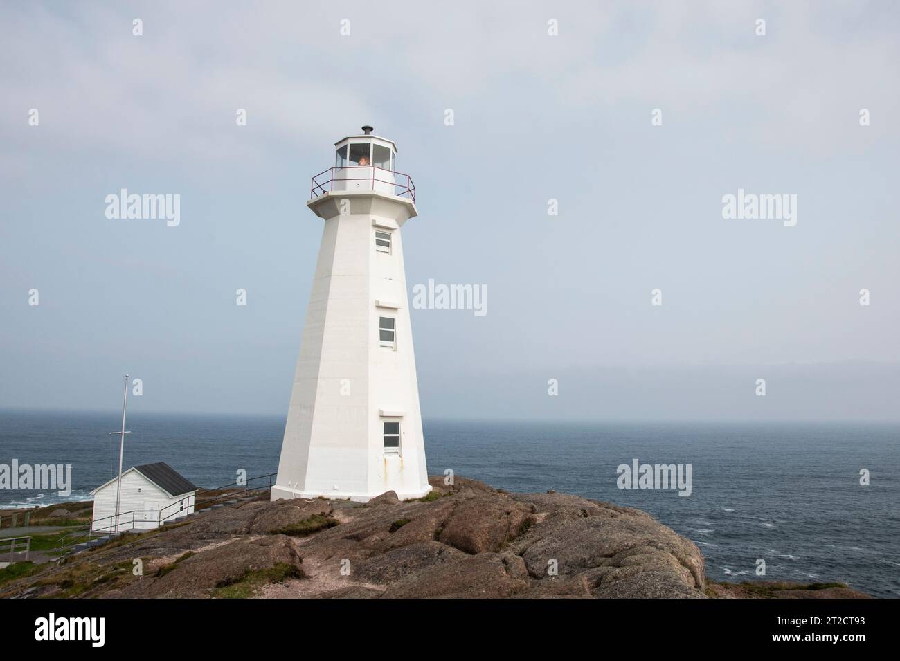 Modern lighthouse at Cape Spear Lighthouse National Historic Site in St ...
