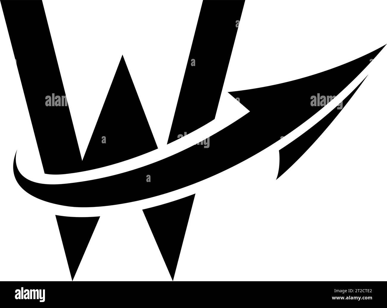 Black Futuristic Letter W Icon with an Arrow on a White Background ...