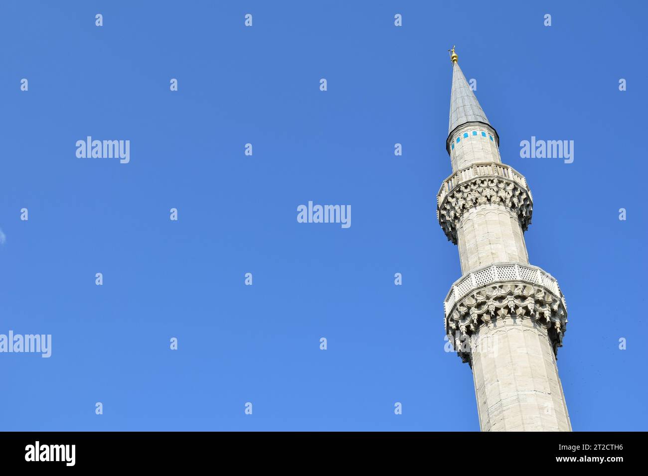 A minaret with two balconies belonging to Süleymaniye Mosque (built in ...