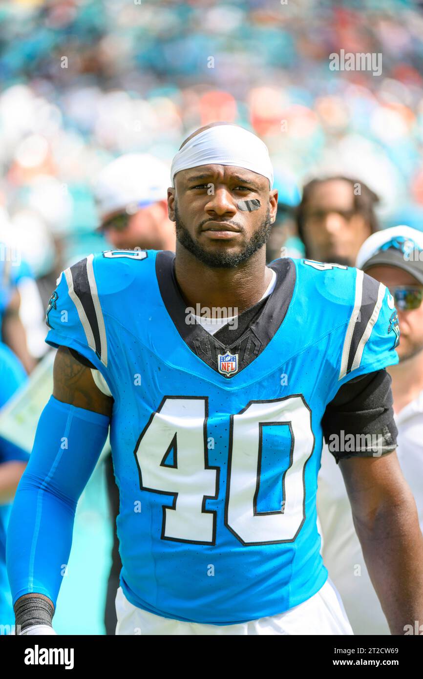 Carolina Panthers linebacker Deion Jones (40) walks off of the field ...