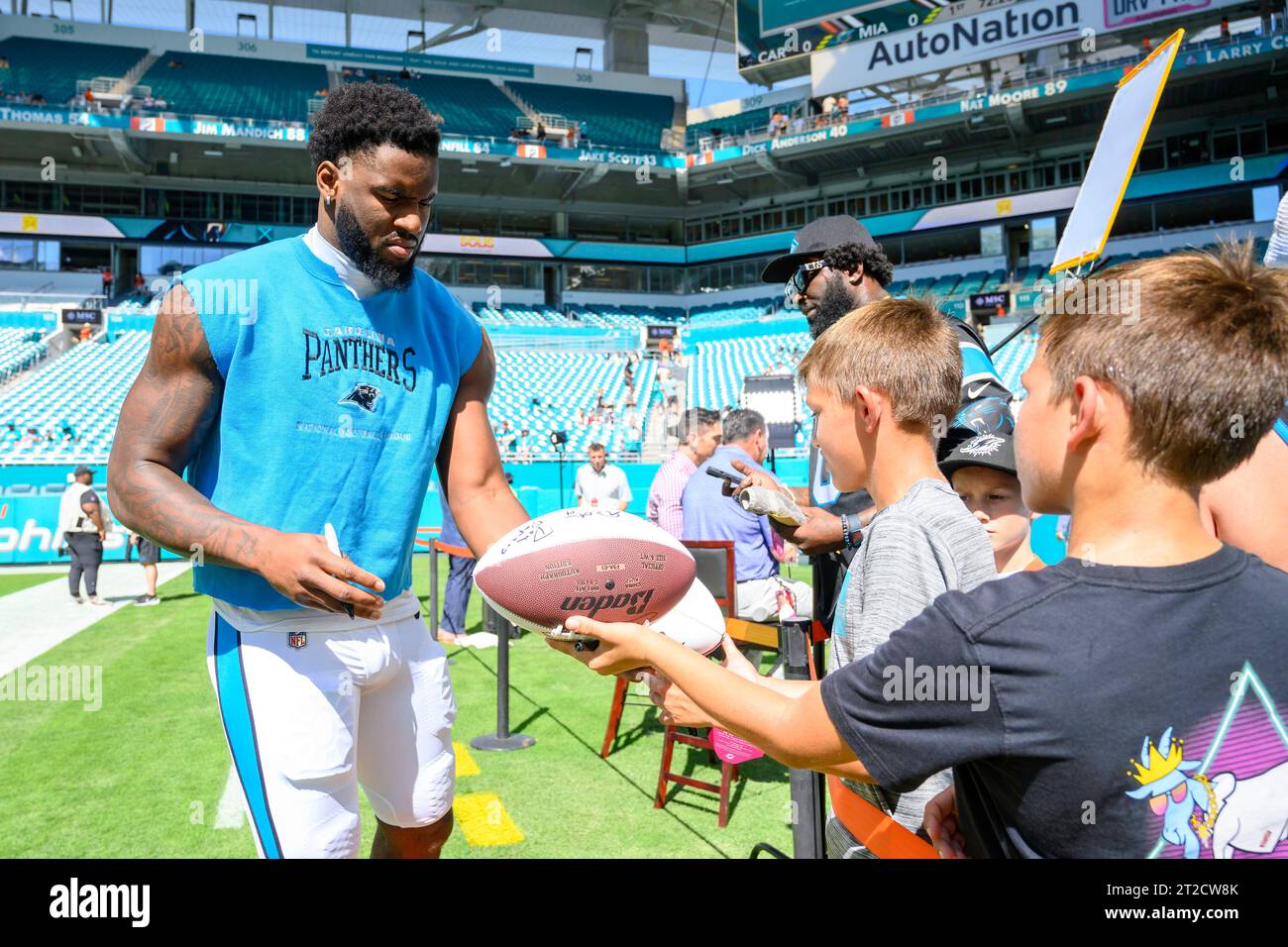 Carolina Panthers linebacker Brian Burns signs autographs for young ...