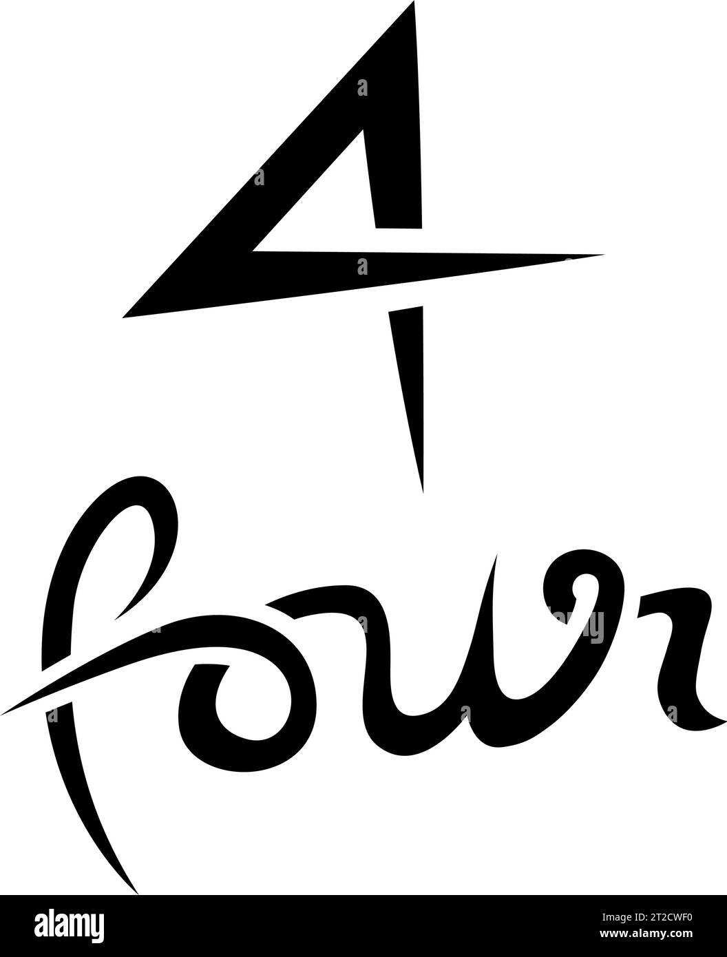 Black Symbol for Number 4 on a White Background - Icon 3 Stock Vector ...