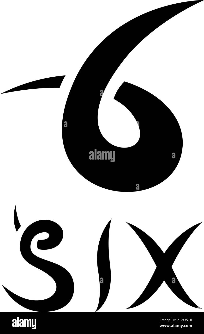 Black Symbol for Number 6 on a White Background - Icon 9 Stock Vector ...