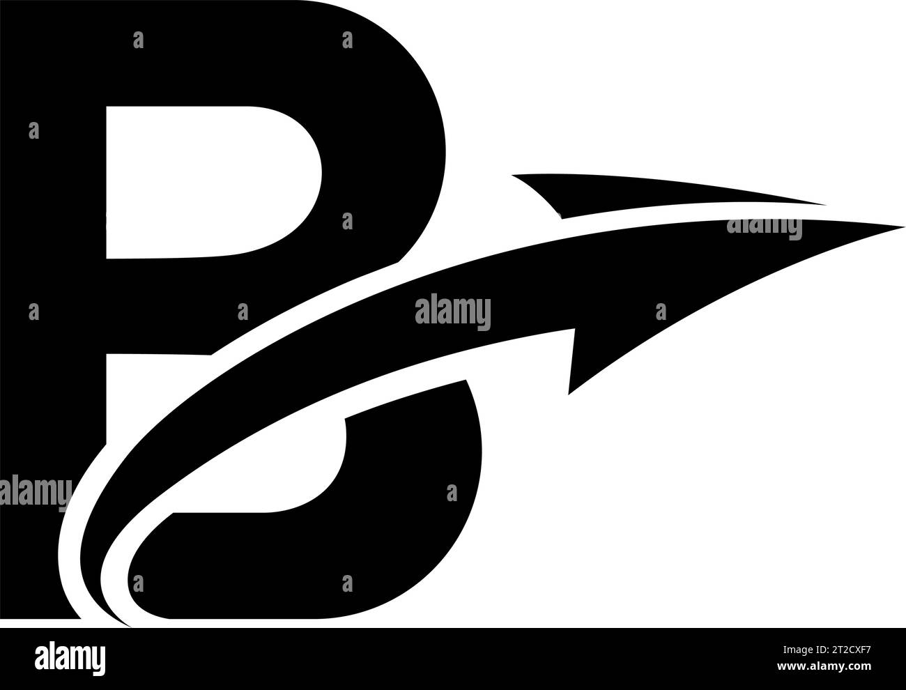Black Uppercase Letter B Icon with an Arrow on a White Background Stock ...