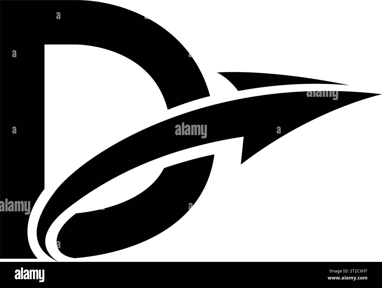 Black Uppercase Letter D Icon with an Arrow on a White Background Stock ...