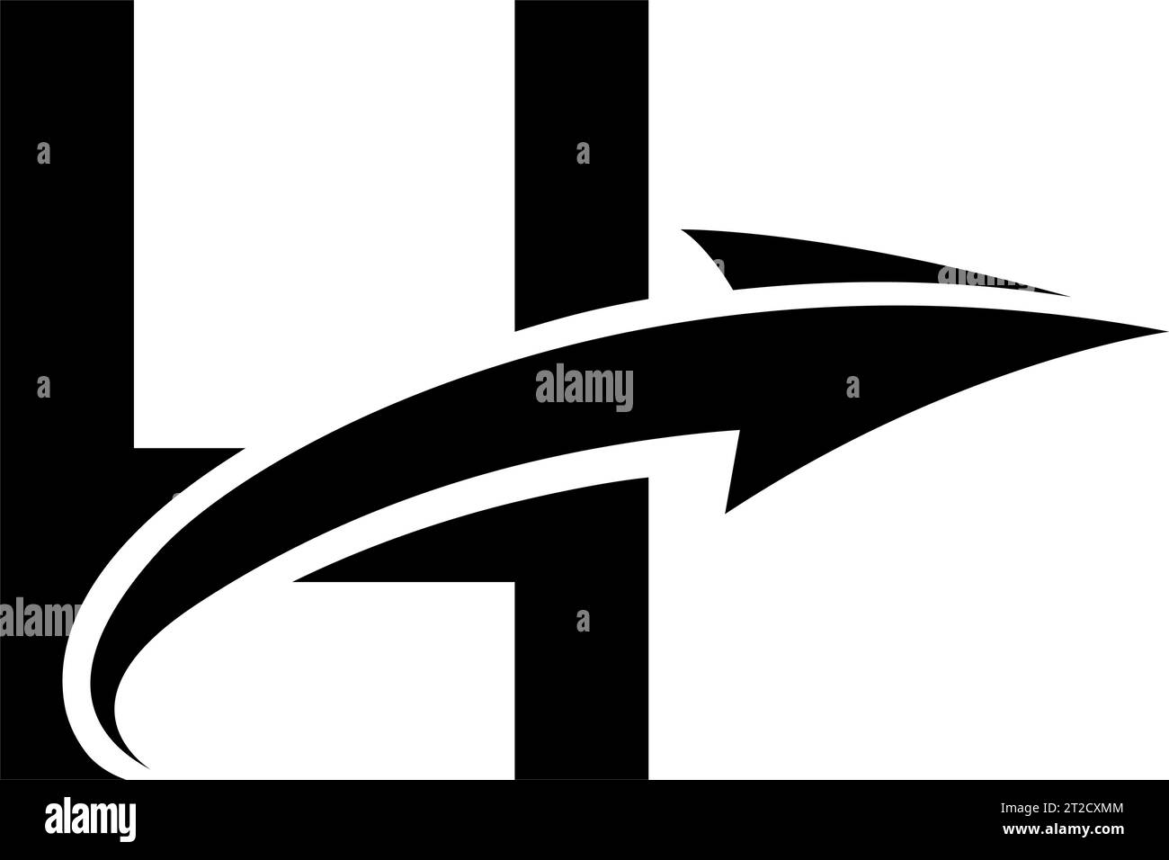 Black Uppercase Letter H Icon with an Arrow on a White Background Stock ...